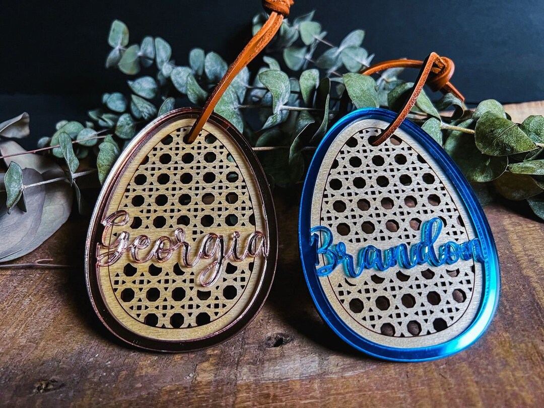 Easter Name Tags, Custom, Personalized, Wooden, Caning, Rattan ...