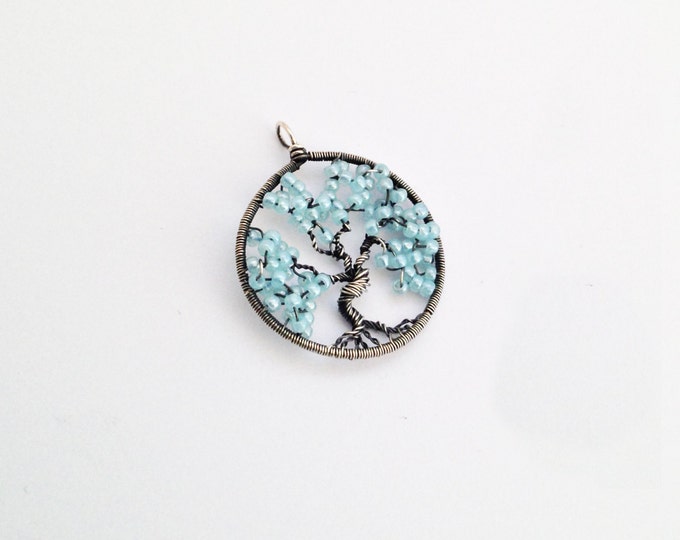Tree of Life Pendant, Blue Tree of Life, Necklace, 925 Silver, Wire ...
