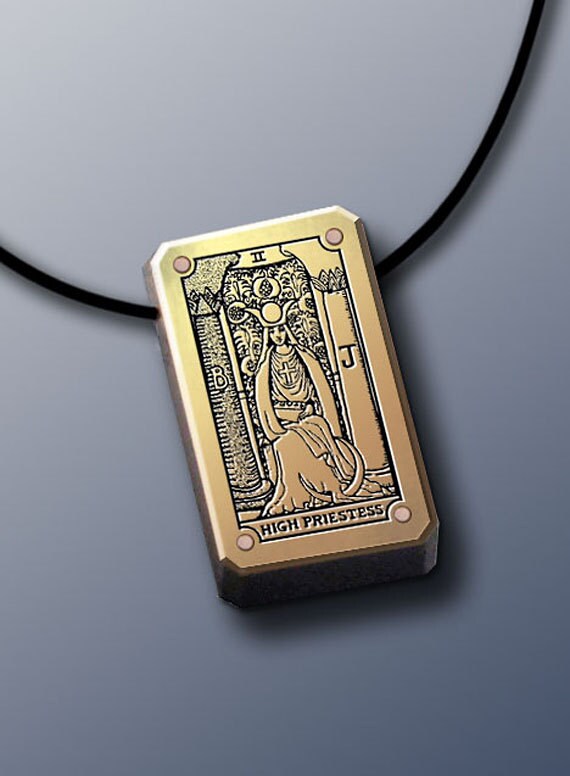 Tarot Jewelry. Brass Pendant on Rosewood. Select Any of the 22 Major ...