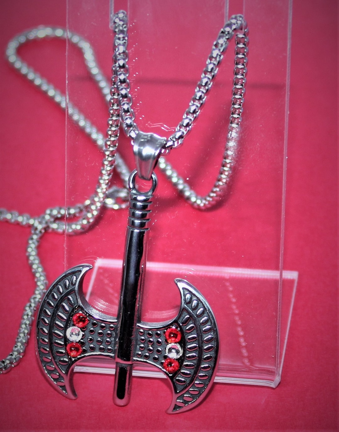 Chango Axe Necklace, Shango Large, Stainless Steel, Double Edge, Ax ...