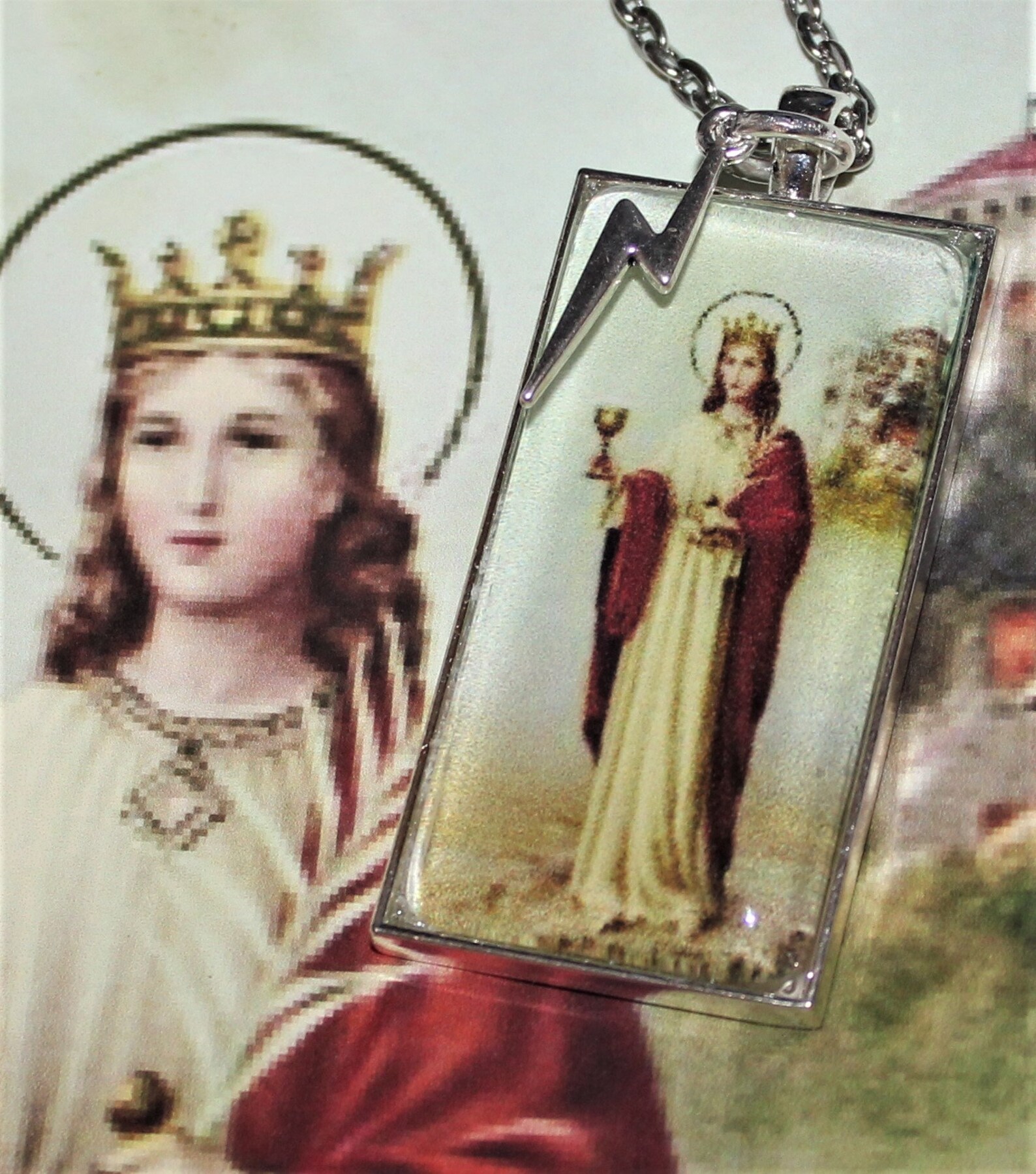 Saint Barbara Santa Barbara Photo Pendant Necklace With a - Etsy