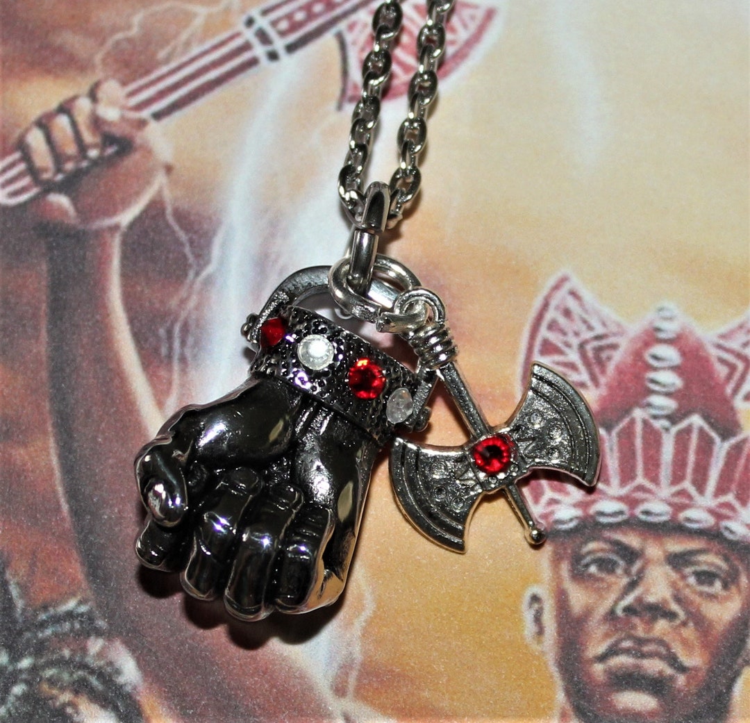 Chango Necklace, Sango Warrior Protection Amulet, Shango Stainless ...
