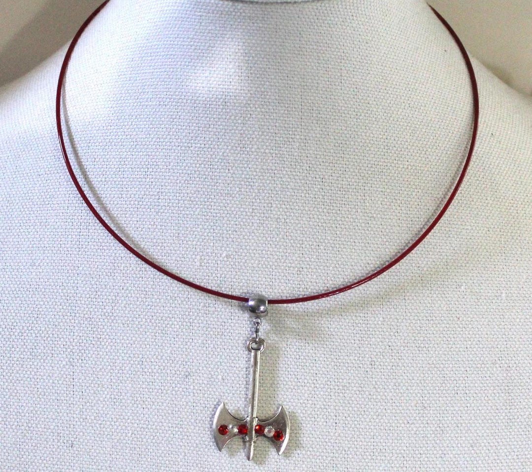 Chango, Stainless Steel Cable Necklace, Shango Axe Charm Choker - Etsy