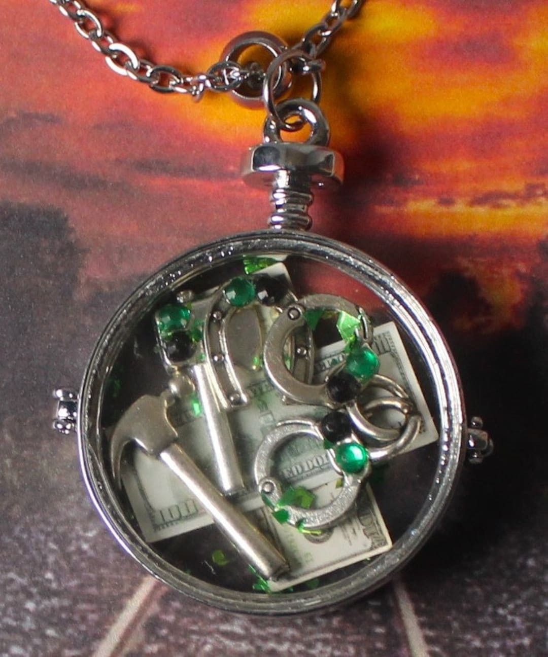 Oggun Necklace, Ogun Floating Charm Locket With Stainless Steel Chain ...