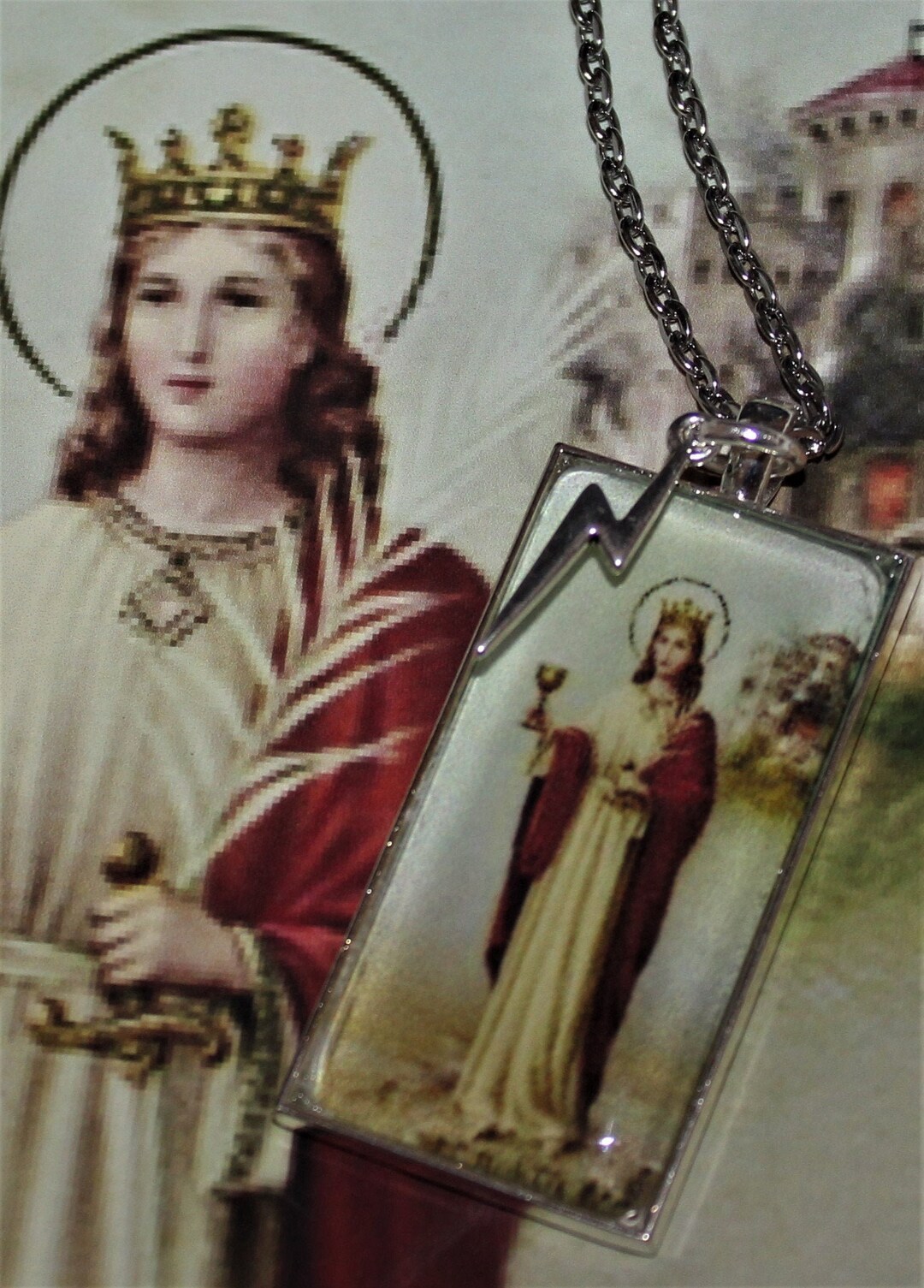 Saint Barbara, Santa Barbara, Photo Pendant Necklace With a Stainless ...