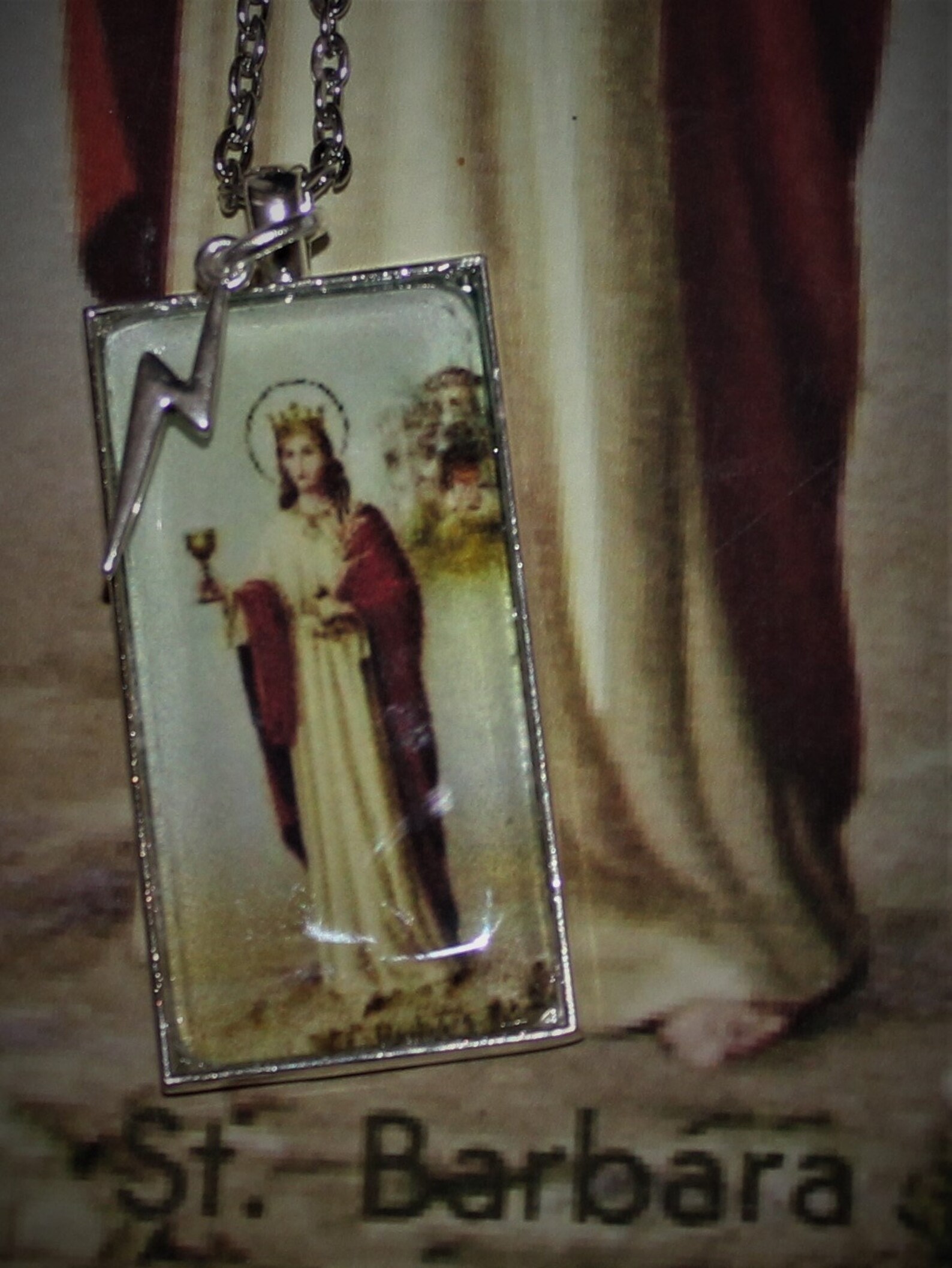 Saint Barbara Santa Barbara Photo Pendant Necklace With a - Etsy