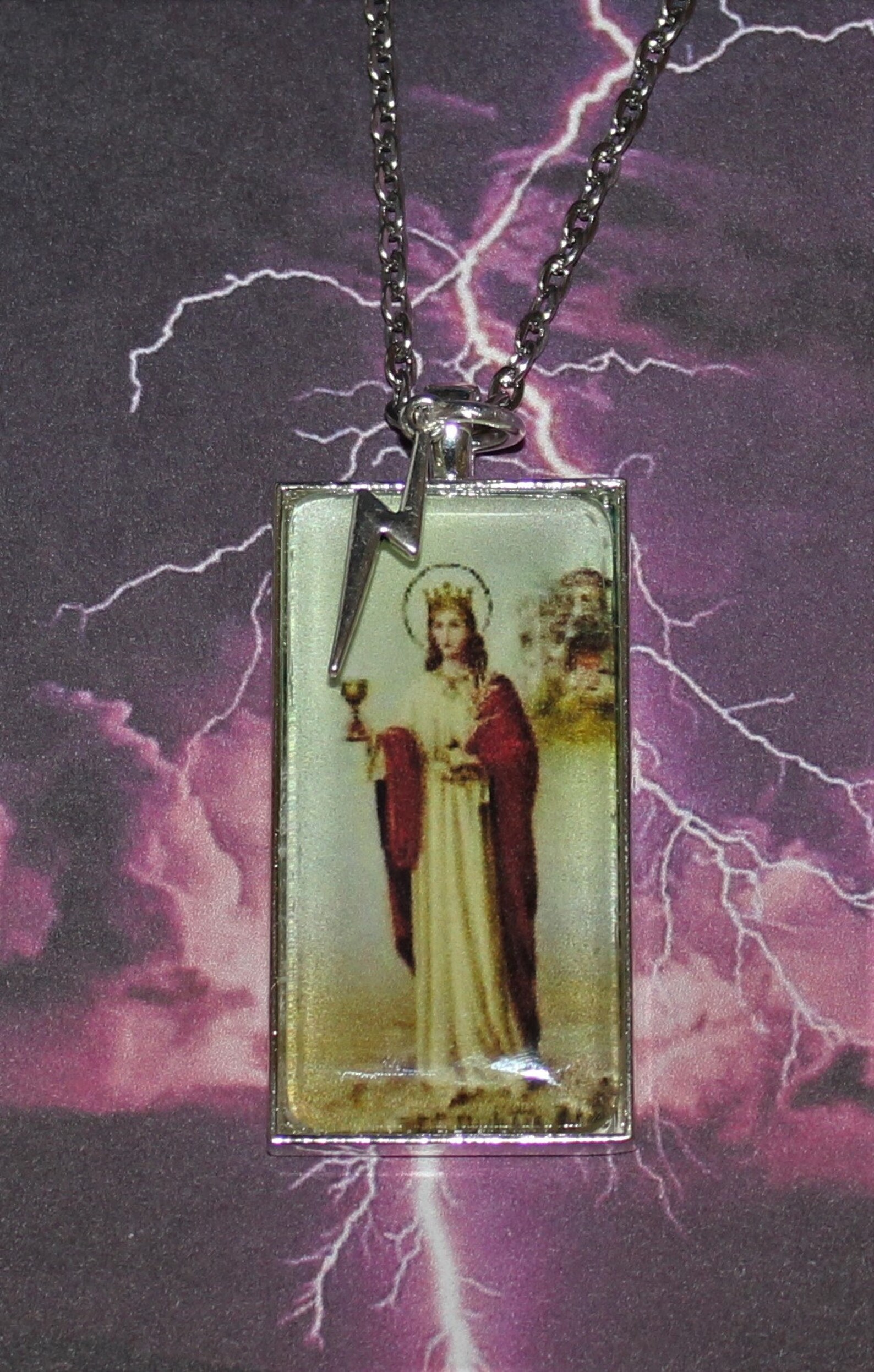 Saint Barbara Santa Barbara Photo Pendant Necklace With a - Etsy