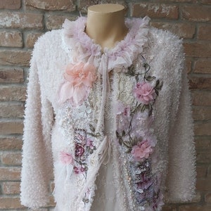 Fluffy Shabby Chic Jacket Bohemian Boho Festival Upcycled Reworked ...