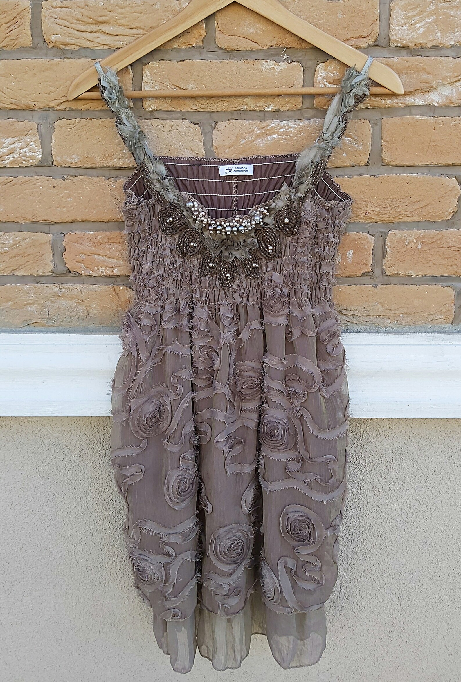 Cappuccino Dress Dusty Brown Summer Dress Shabby Chic Bohemian Romantic ...