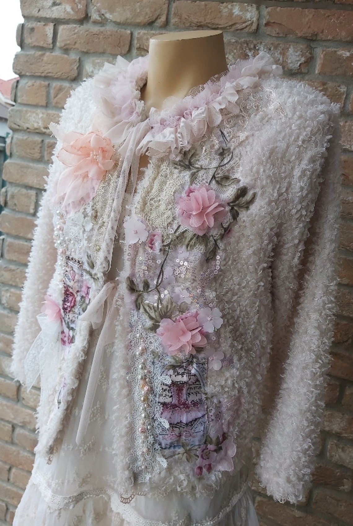 Fluffy Shabby Chic Jacket Bohemian Boho Festival Upcycled Reworked ...