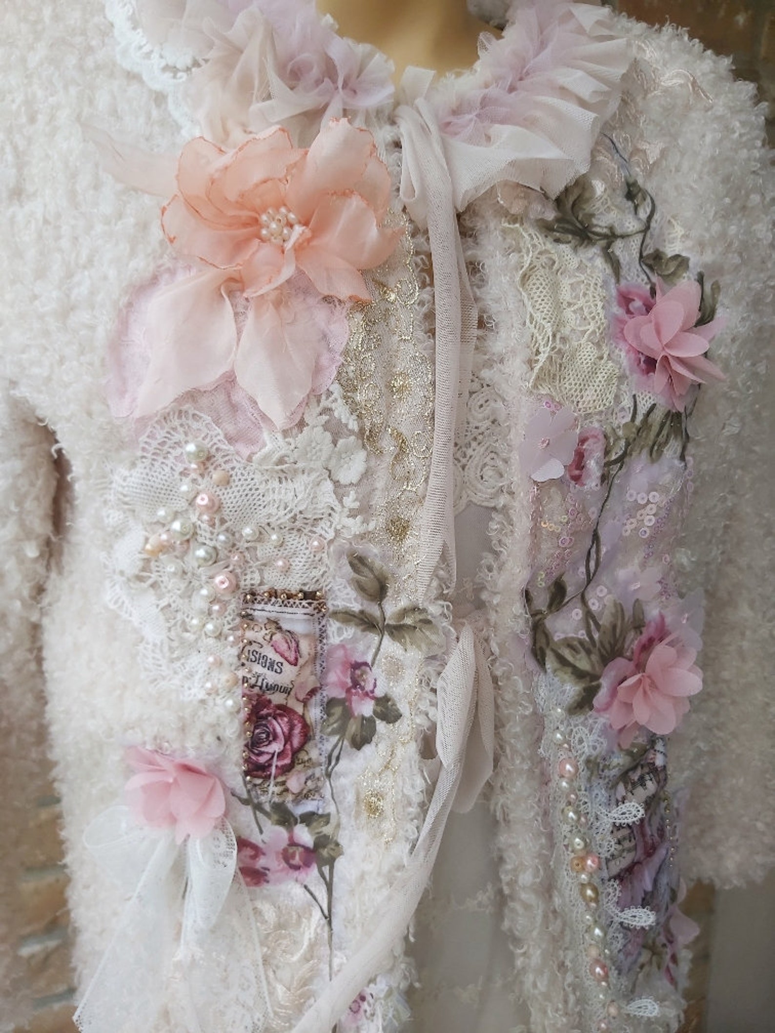 Fluffy Shabby Chic Jacket Bohemian Boho Festival Upcycled Reworked ...