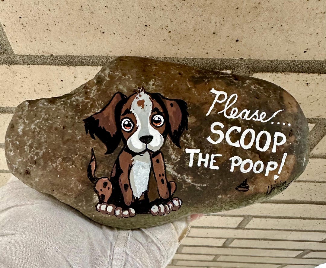 Dog With No Poop Message Painted on a Large Rock! Approx 8.5 X 5 X 2 - Etsy