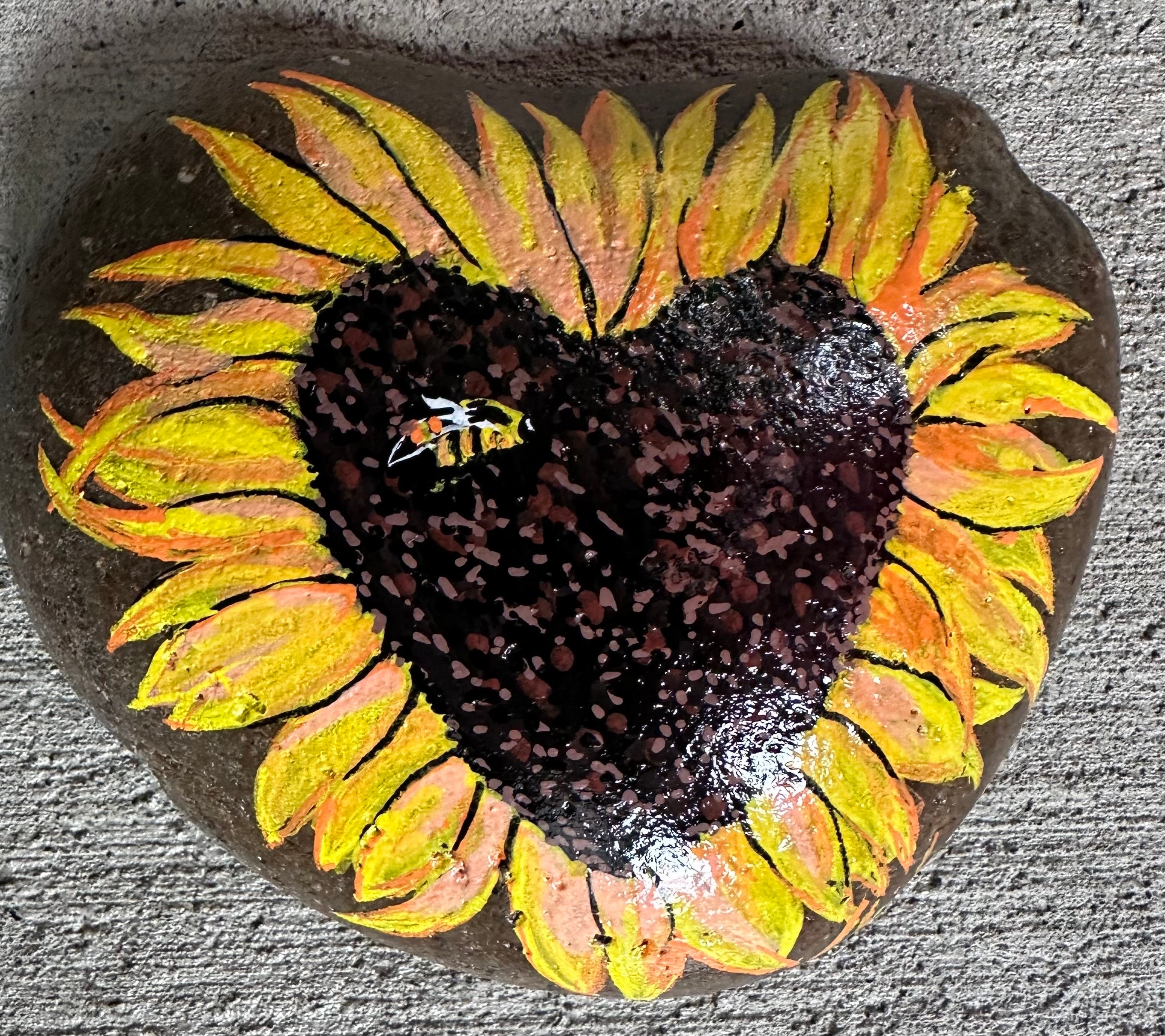 Sunflower Hand Painted on a Stone! - Etsy