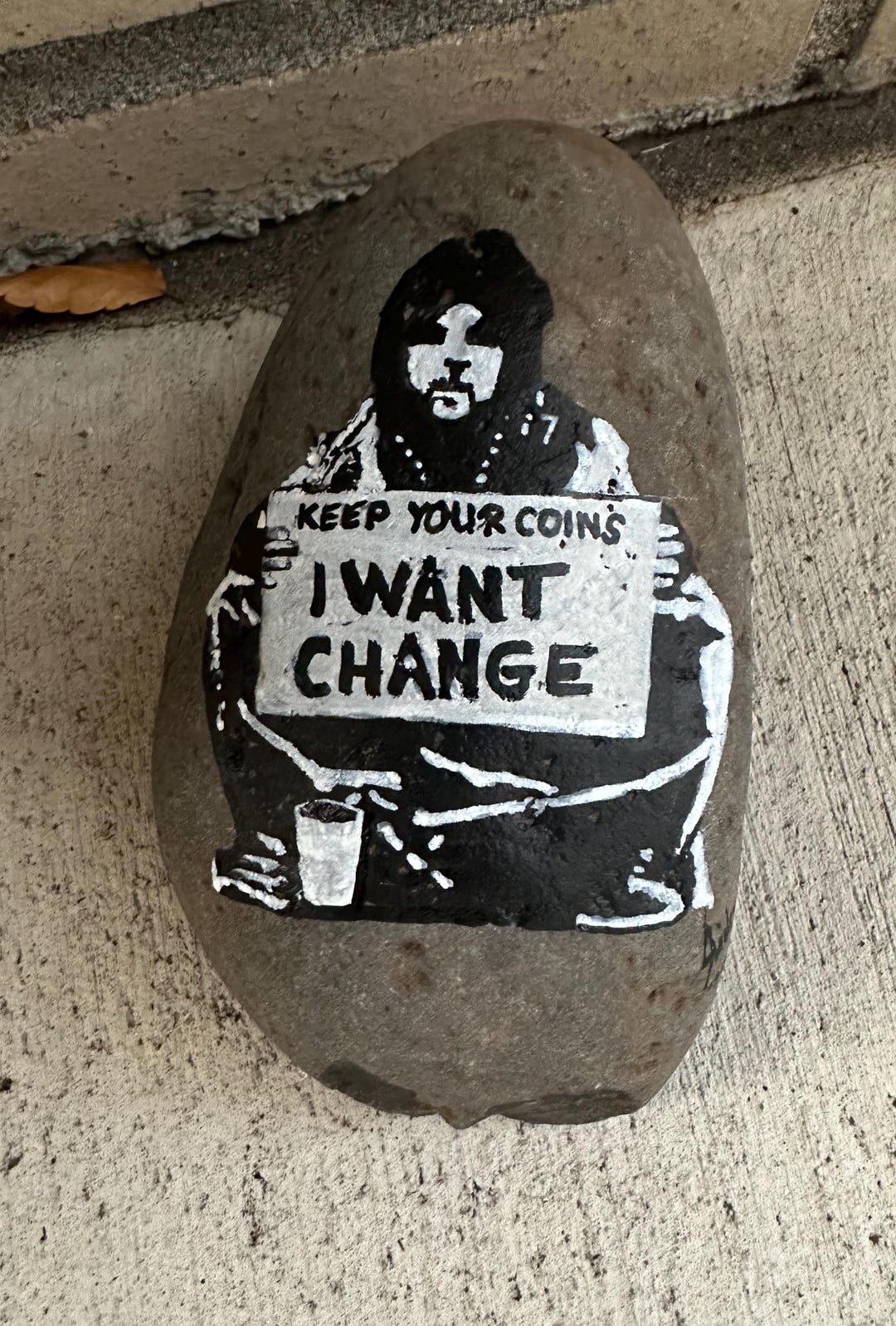Homeless Man Painted on a Rock - Etsy