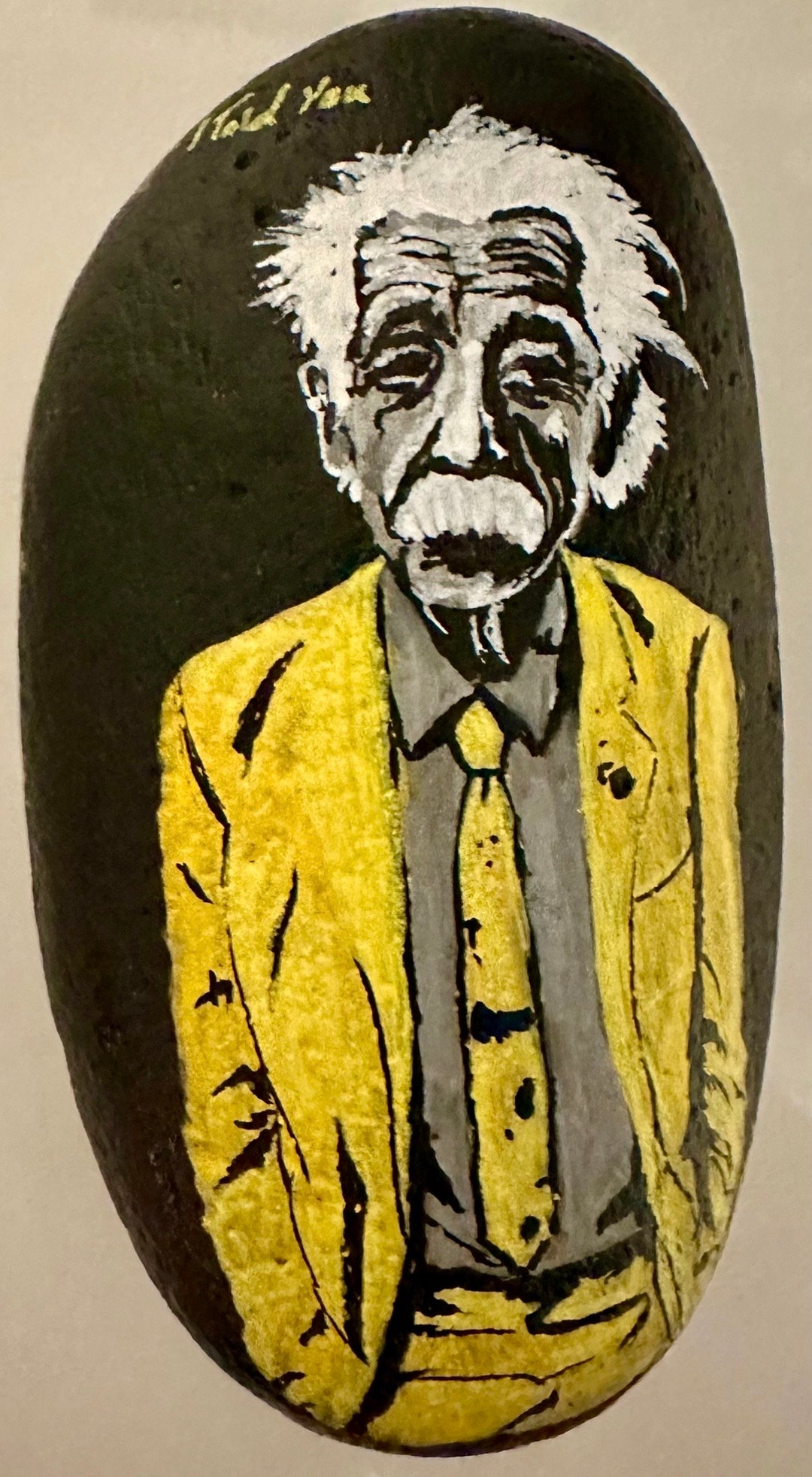 Albert Einstein Hand Painted on a Stone in Acrylic - Etsy