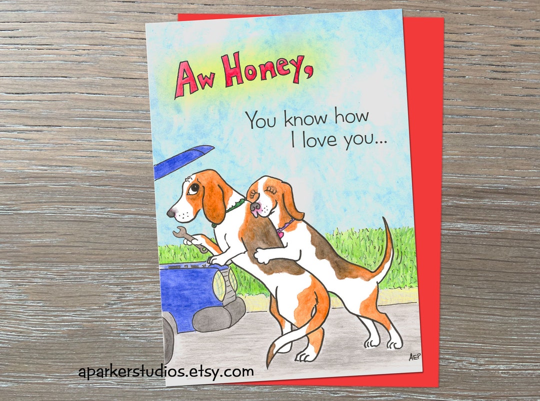 Valentine's Day Card With Dog, Card With Basset Hounds, Dog Valentine ...