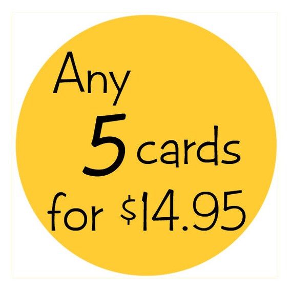 Handmade Card Set of Five Cards Illustrated Card Set Variety | Etsy