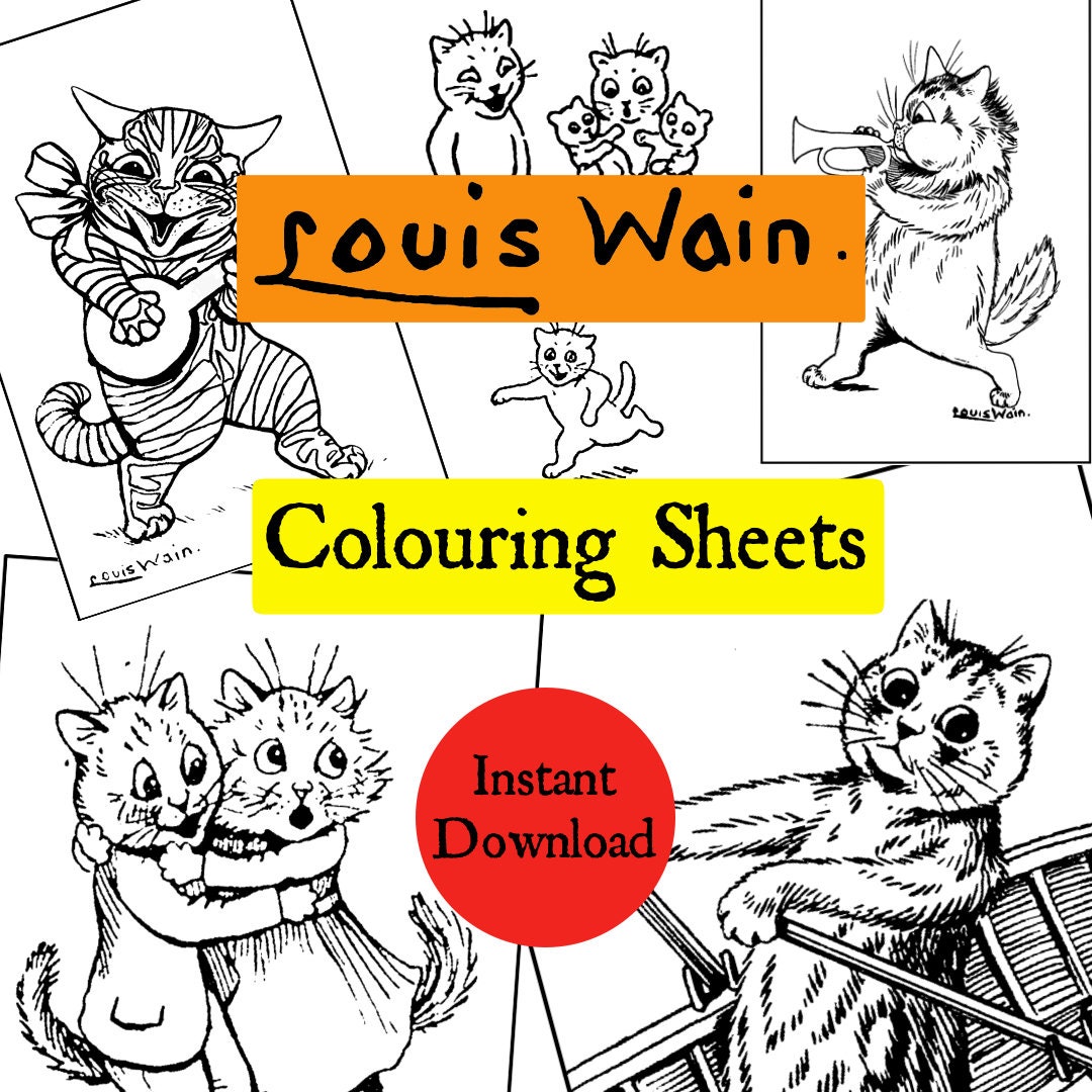 Louis Wain Colouring Sheets. Fantastic Vintage Cat Illustrations for ...