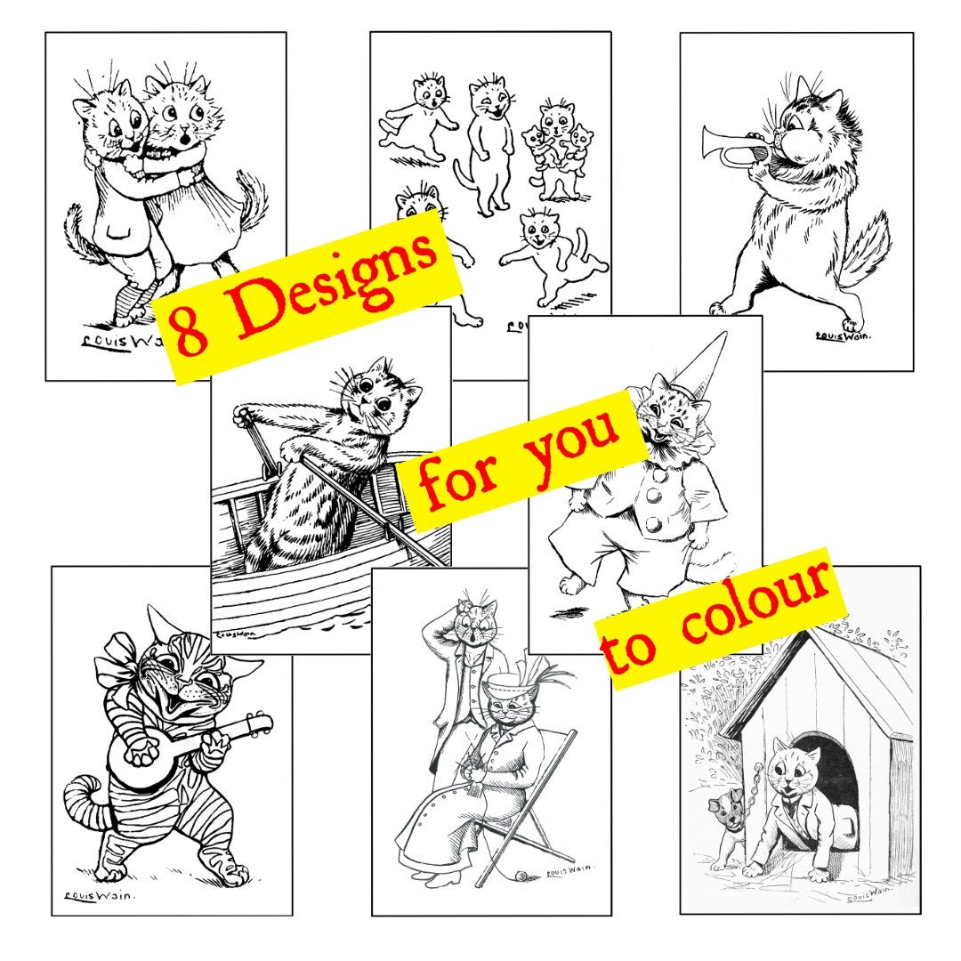 Louis Wain Colouring Sheets. Fantastic Vintage Cat - Etsy Ireland