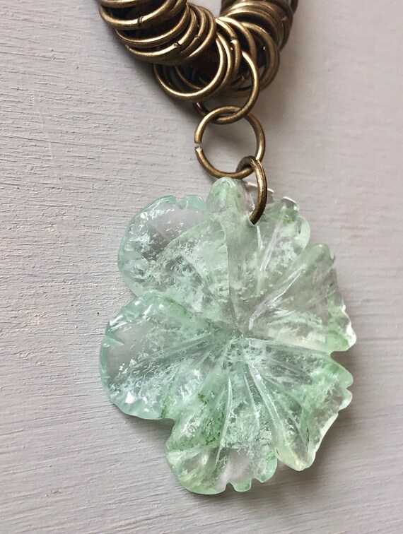 Mint Green Quartz Pendant Necklace. Natural Carved Stone - Etsy