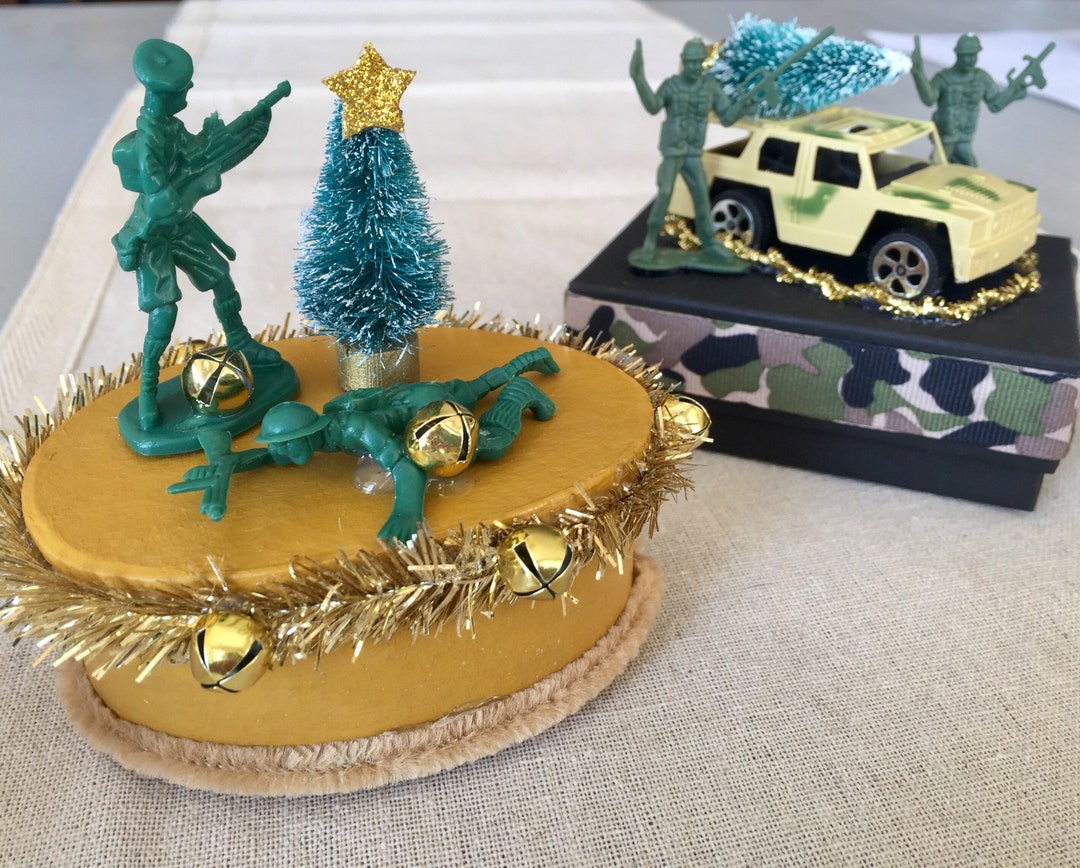 Toy Soldier Gift Box - Original Mixed Media With Jingle Bells, Bottle ...