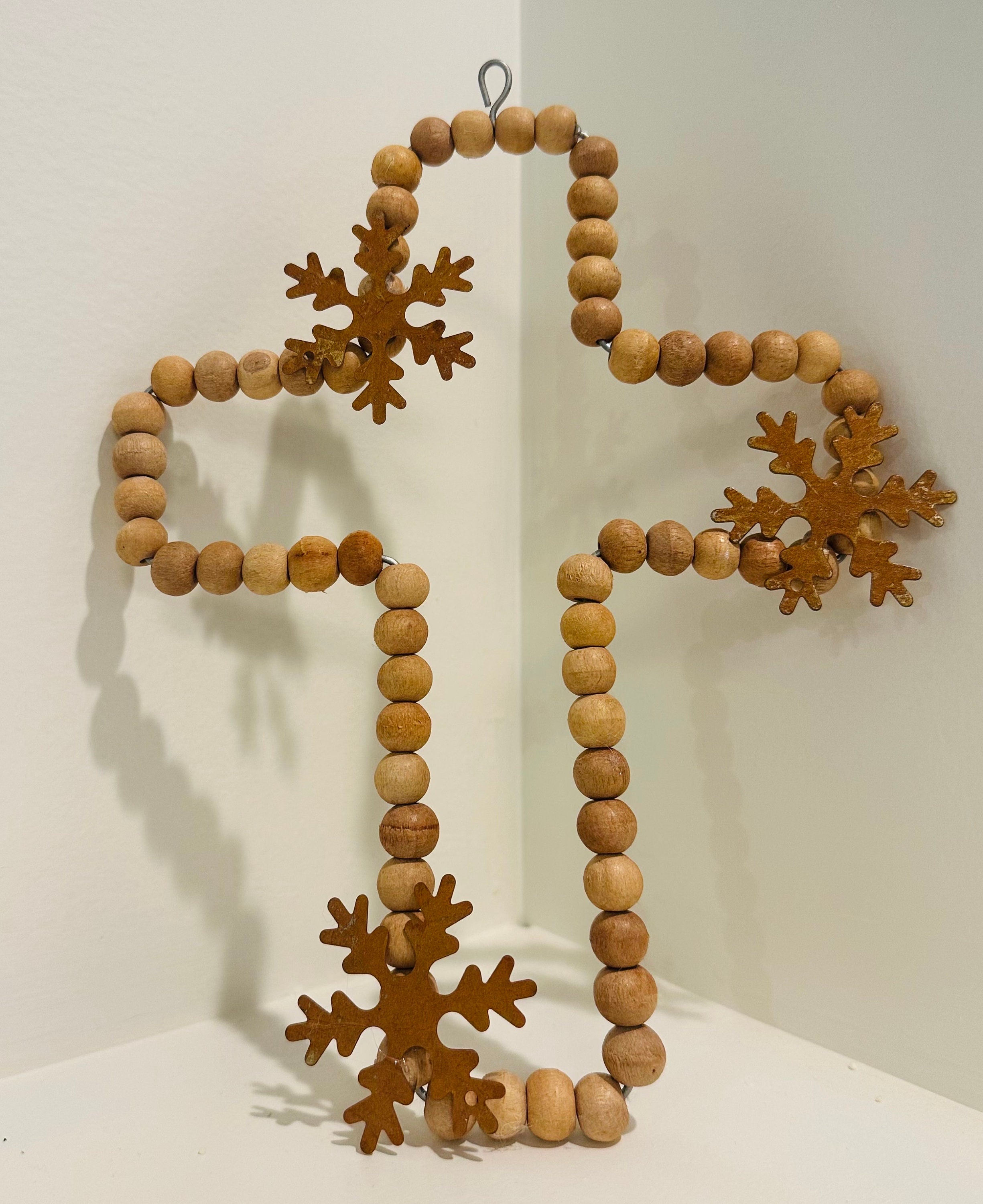 Rustic Beaded Cross. Shabby Farmhouse Cross. Snowflake Winter - Etsy