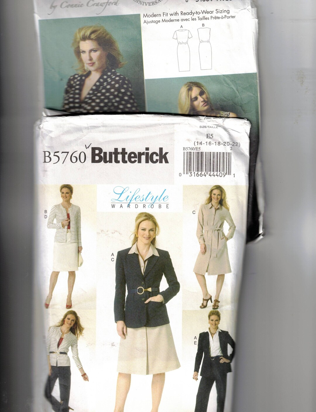 Butterick 5760/sz 14-22 & Connie Crawford Butterick 5898, Sz Xs-xl, LOT ...