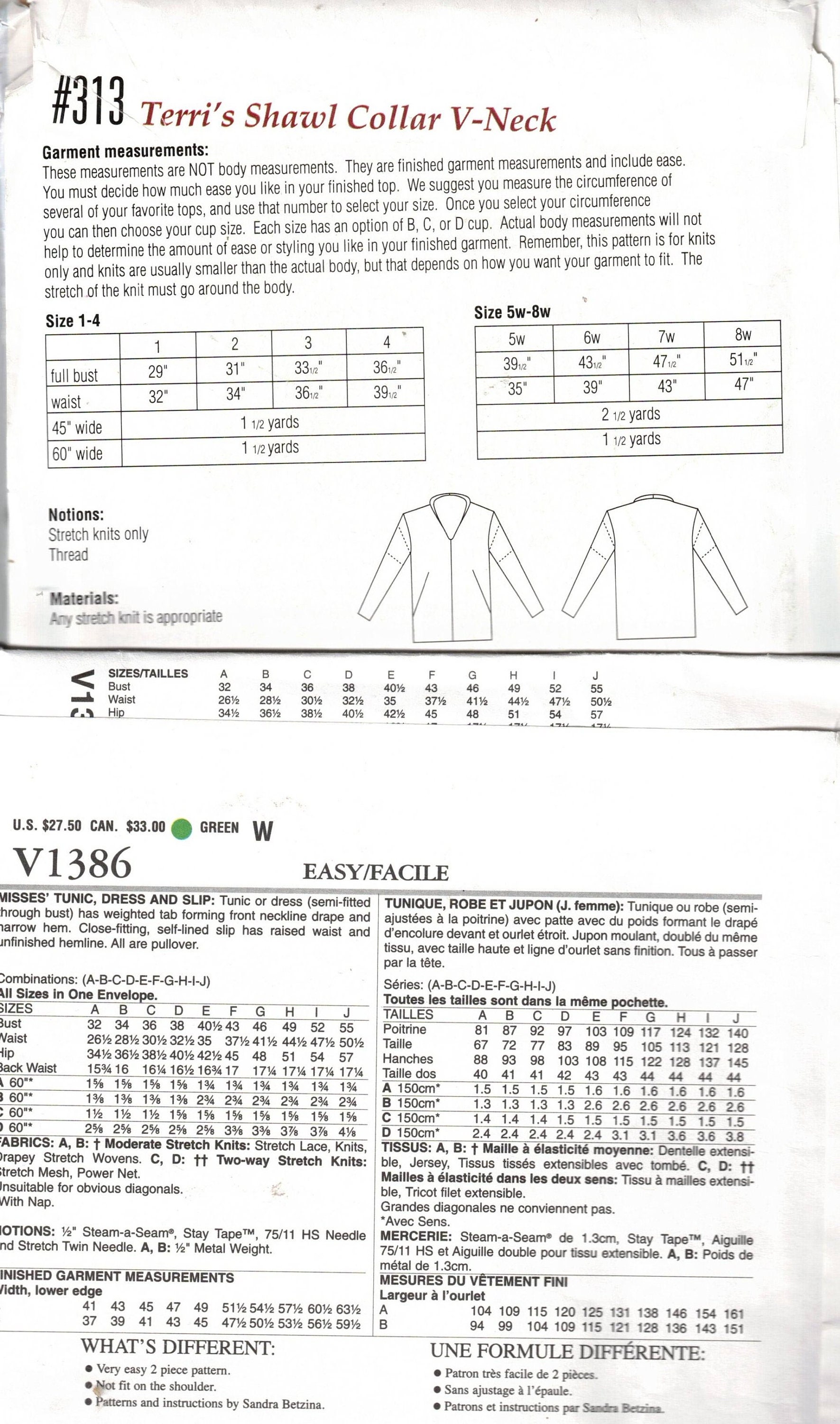 Peggy Sagers Silhouette Pattern 313 Terri's Shawl Collar V-neck & Vogue ...