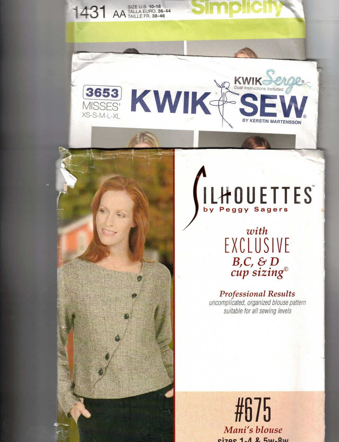 Peggy Sagers Silhouette Pattern 675 Mani's Blouse/bust 38-57, Kwik Sew ...