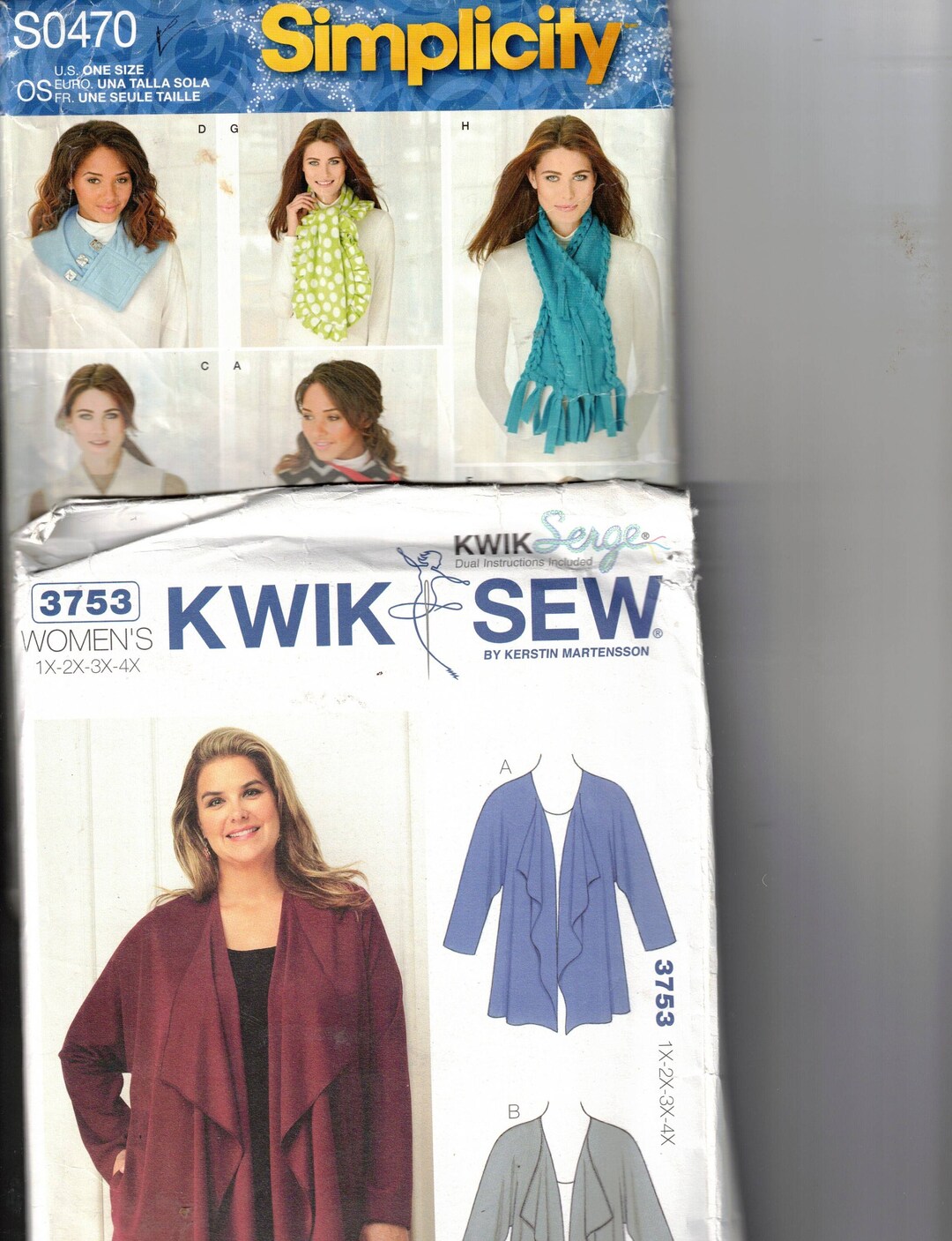 Kwik Sew 3753, Sz 1x-4x/bust 45-57/plus Size Jacket Pattern ...