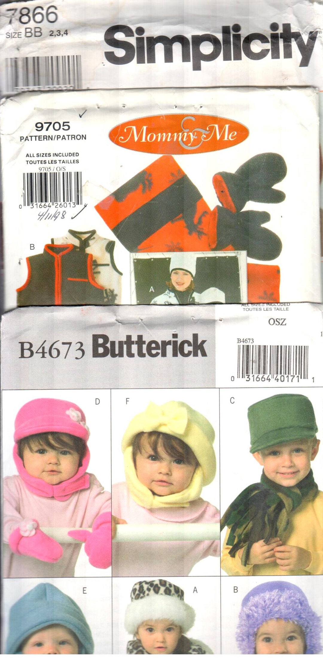 Simplicity 7866, Butterick 4673 & Vogue 9705/misses Xs-l/girl 2-6x ...