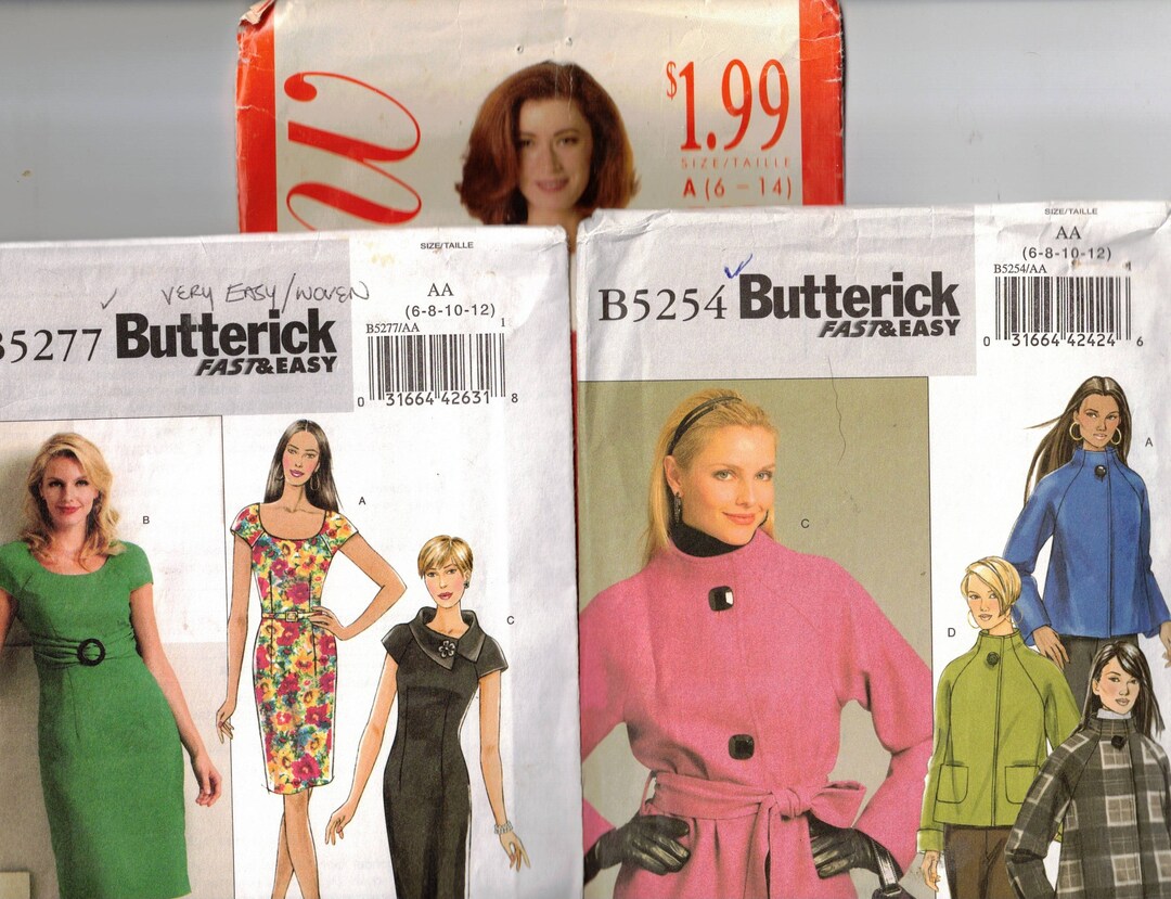 Butterick 5254/sz 6-12/easy Ladies Jacket/coat, Butterick 5277/sz 6-12 ...