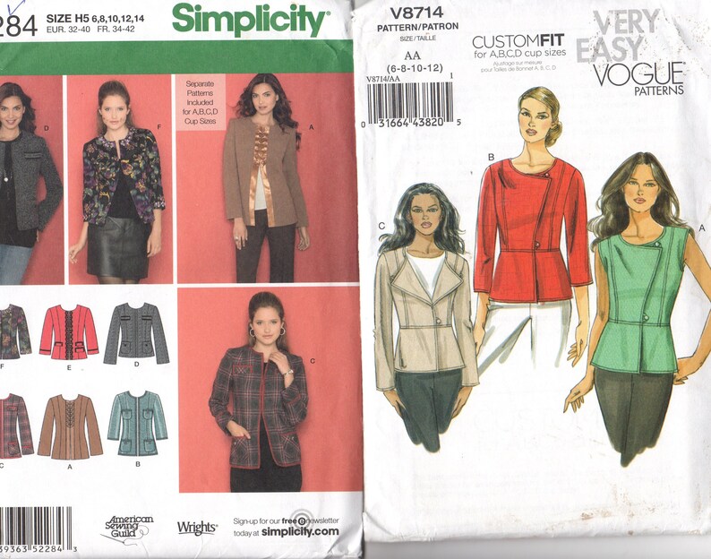 Simplicity 2284 Jewel Neckline Princess Seam Jackets Pattern Size 6 to ...