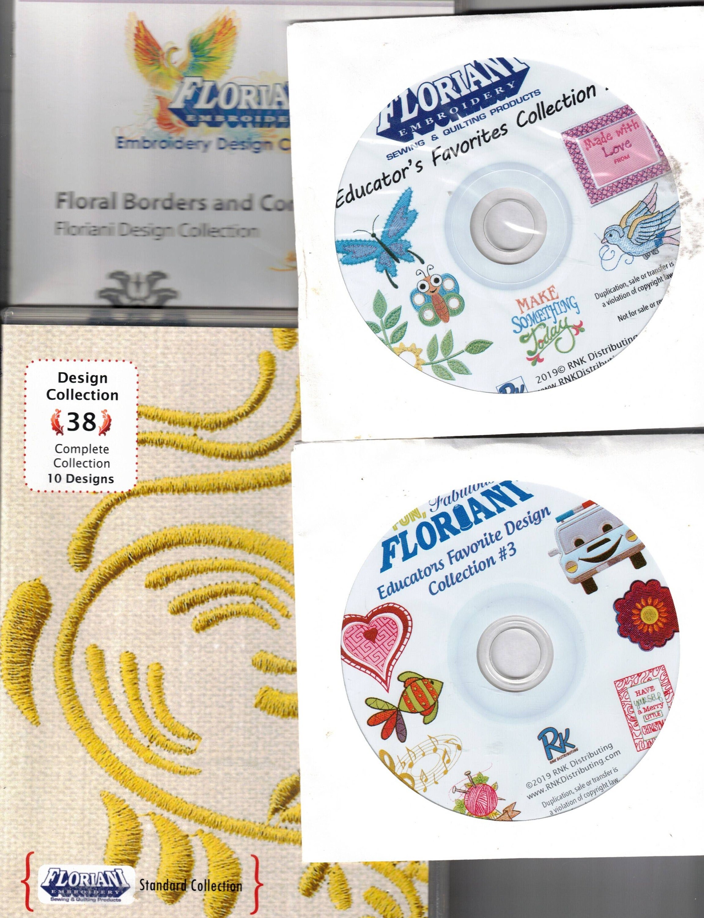 Lot of 4 Floriani Embroidery Cds: Floral Borders/corners, Frames/swirls ...