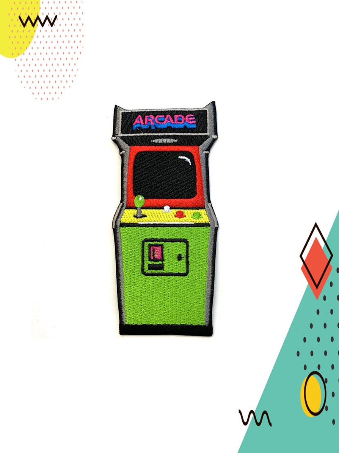 4.5" Retro Arcade Machine Iron on Patch Nostalgic Gift DIY Embroidered ...