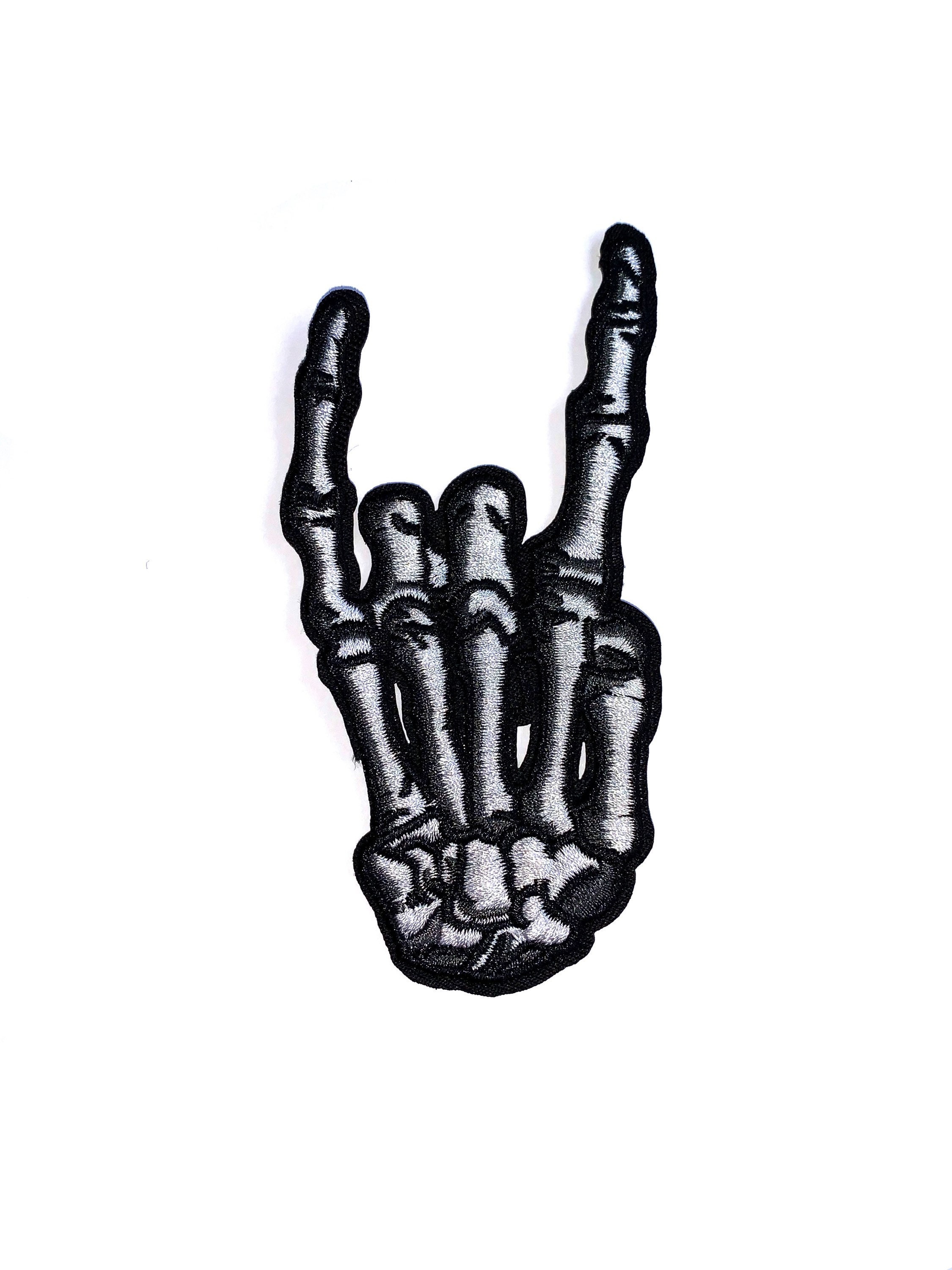 4.8 Skeleton Hand Devil Horns Iron on Patch | Etsy