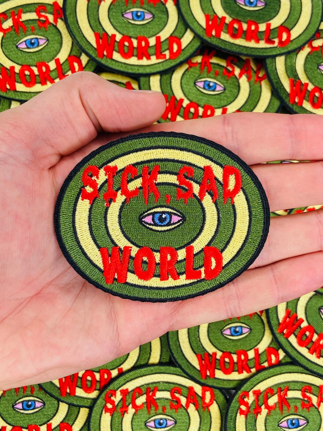 3.1" Sick Sad World Iron on Patch Diy Embroidery Patch Applique FUNNY ...