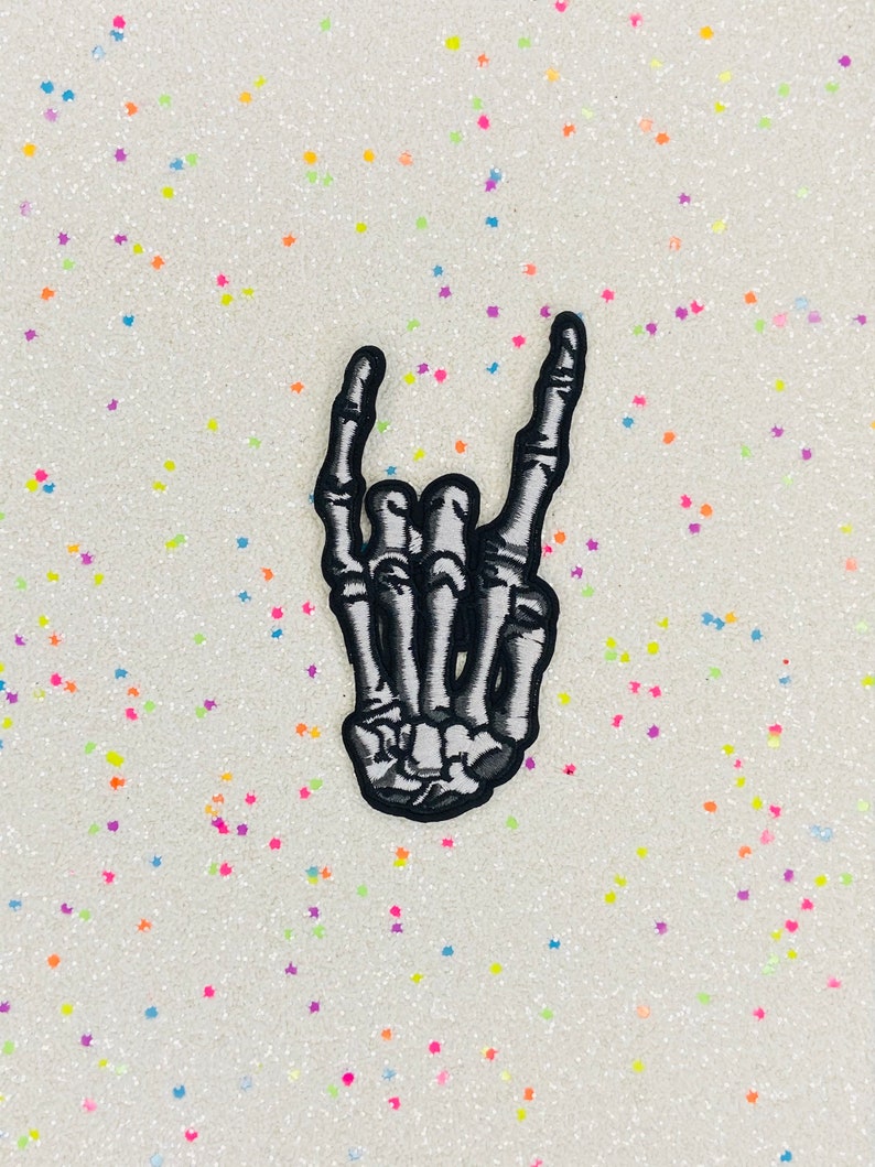 4.8 Skeleton Hand Devil Horns Iron on Patch - Etsy