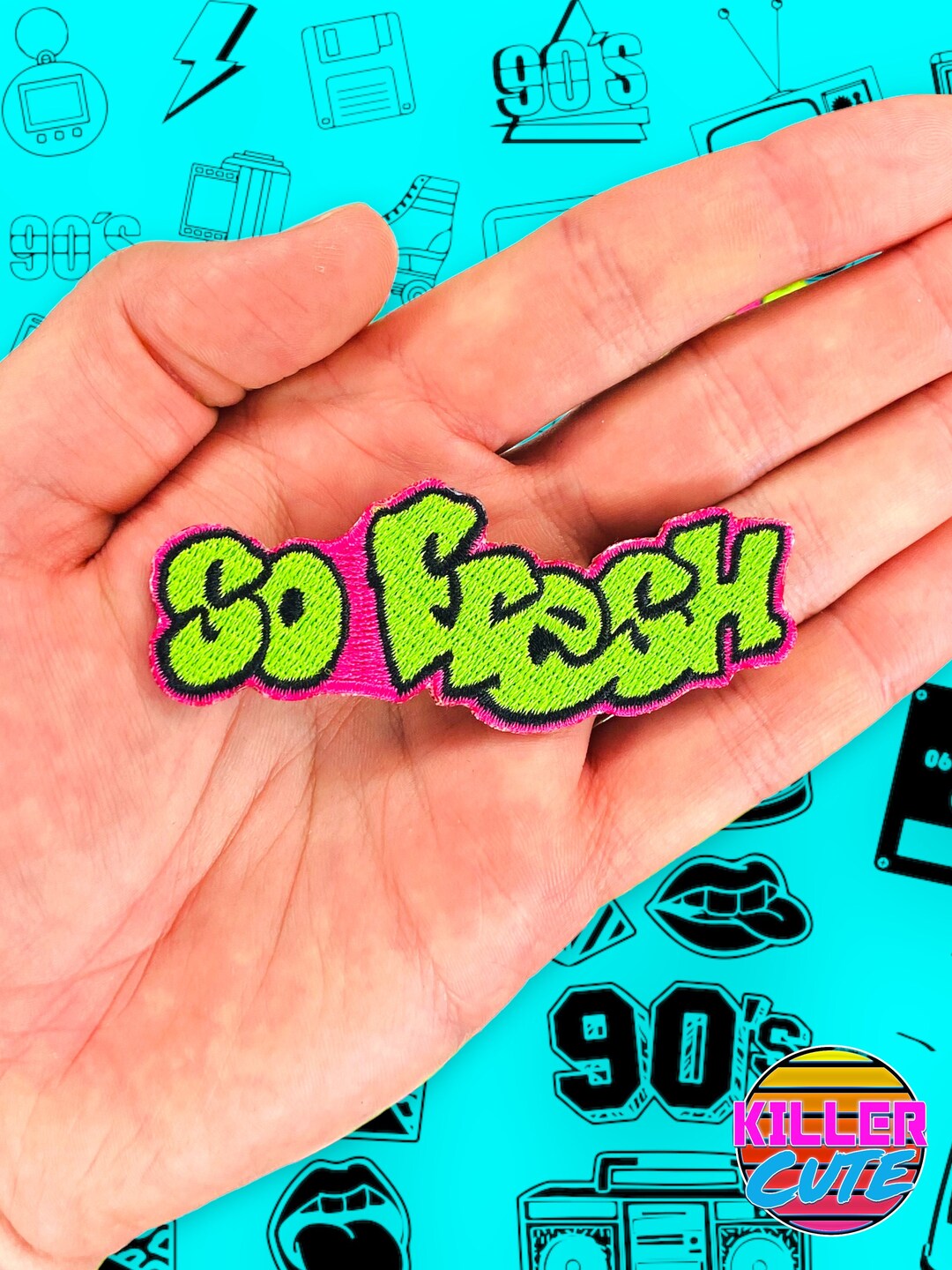 3.1" 90s Nostalgia so Fresh Iron on Patch Diy Embroidered Patch ...