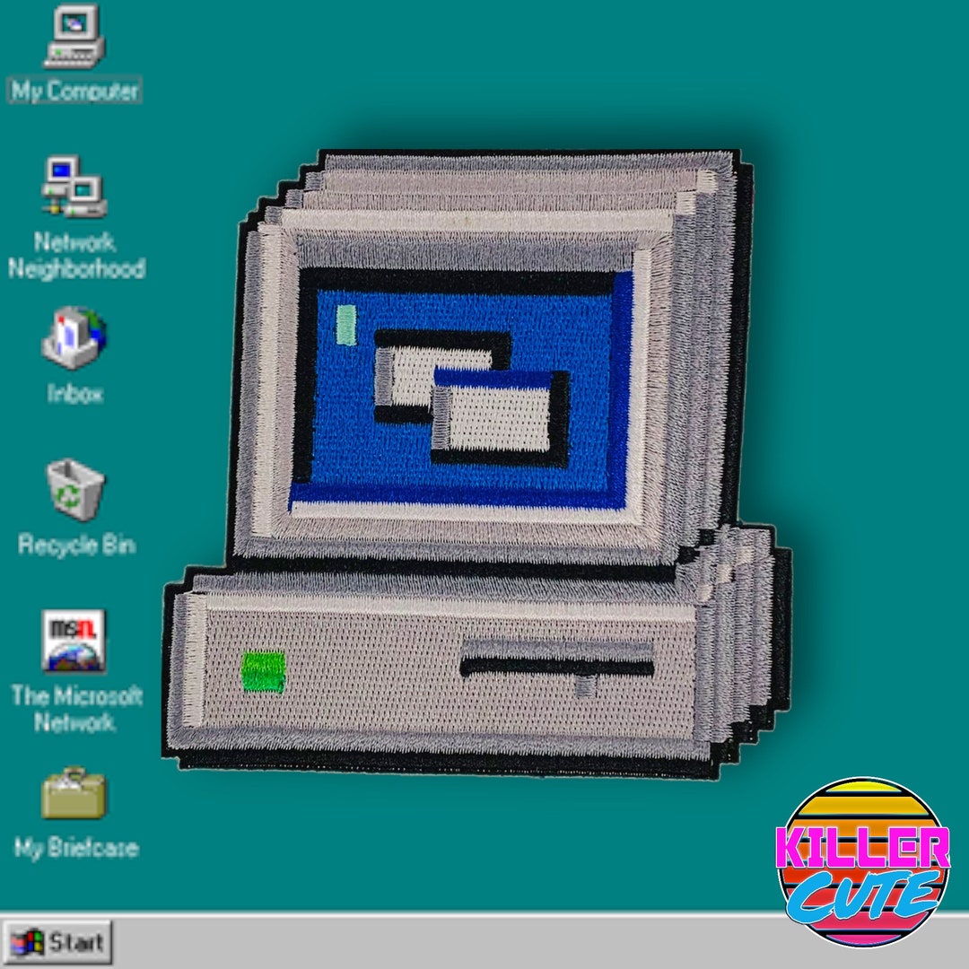 3.9" Retro Tech Desktop Computer Iron on Patch Diy Embroidery Patch ...