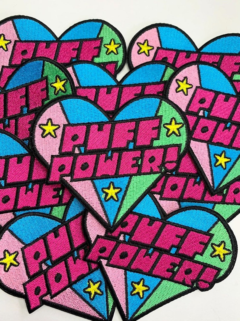 3.5" Puff Power Heart Iron on Patch Diy Embroidered Patch Applique ...