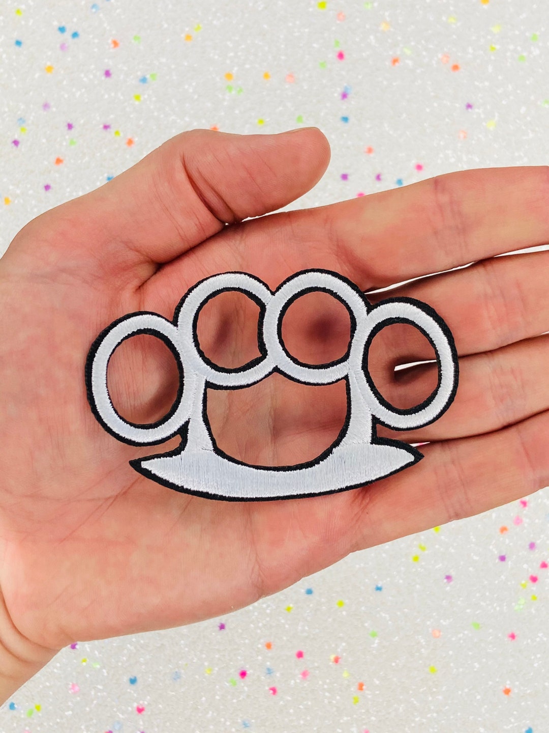 3.2” Black White Brass Knuckle Dusters Iron on Patch Novelty GIFTS - Etsy