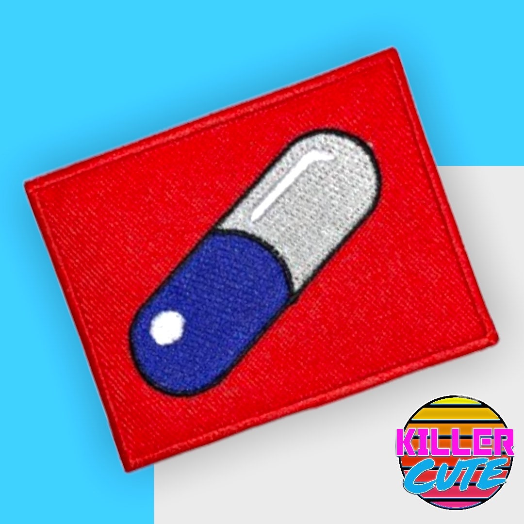 2.8" Anime Blue White Pill Iron on Patch Embroidered Applique - Etsy
