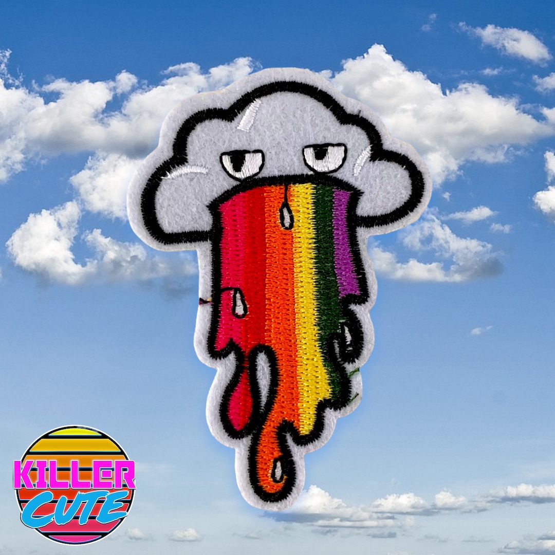 3.3" Rainbows Cloud Puking Iron on Patch - Etsy