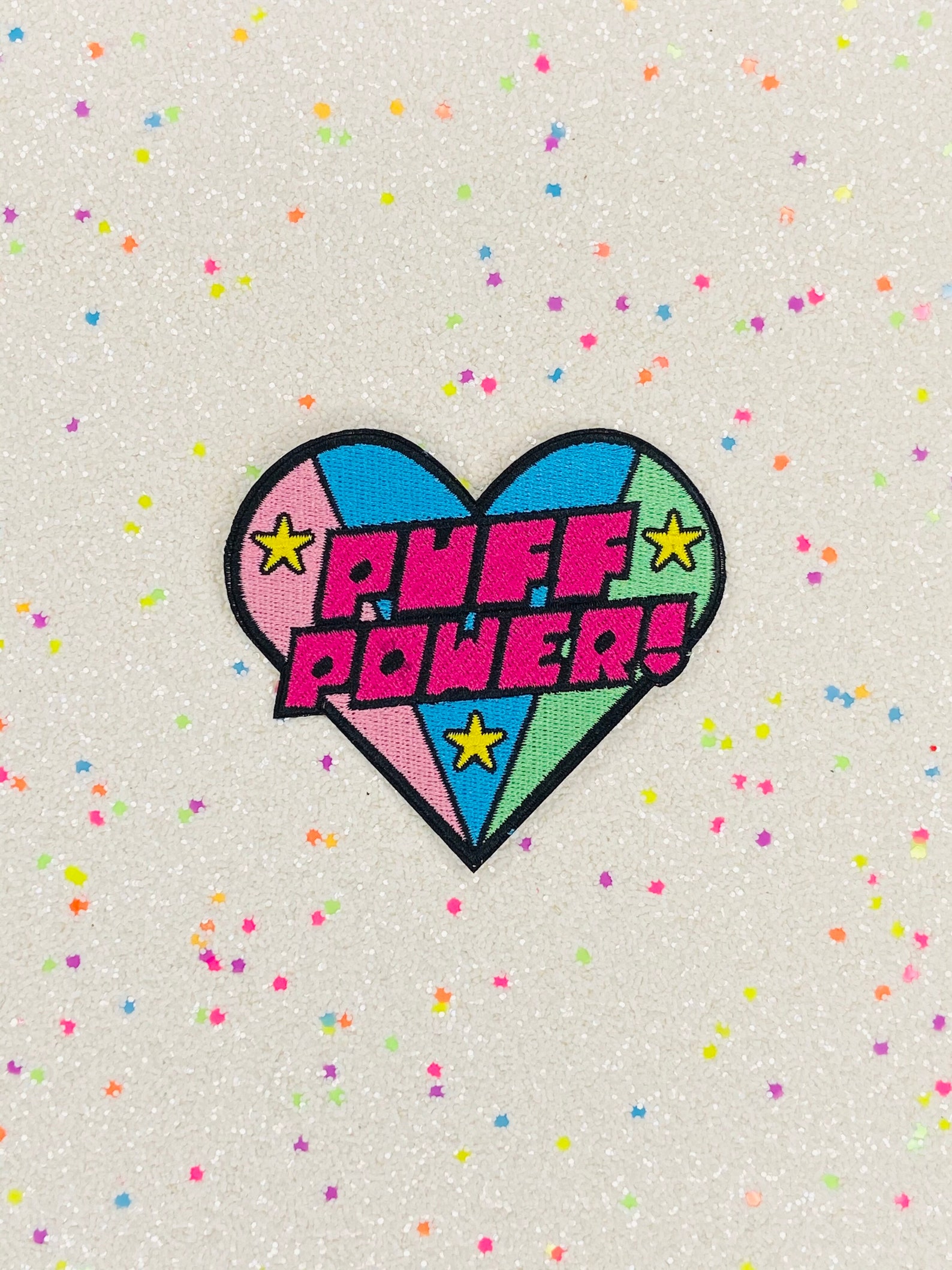3.5" Puff Power Heart Iron on Patch Diy Embroidered Patch Applique ...