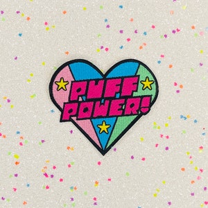 3.5" Puff Power Heart Iron on Patch Diy Embroidered Patch Applique ...