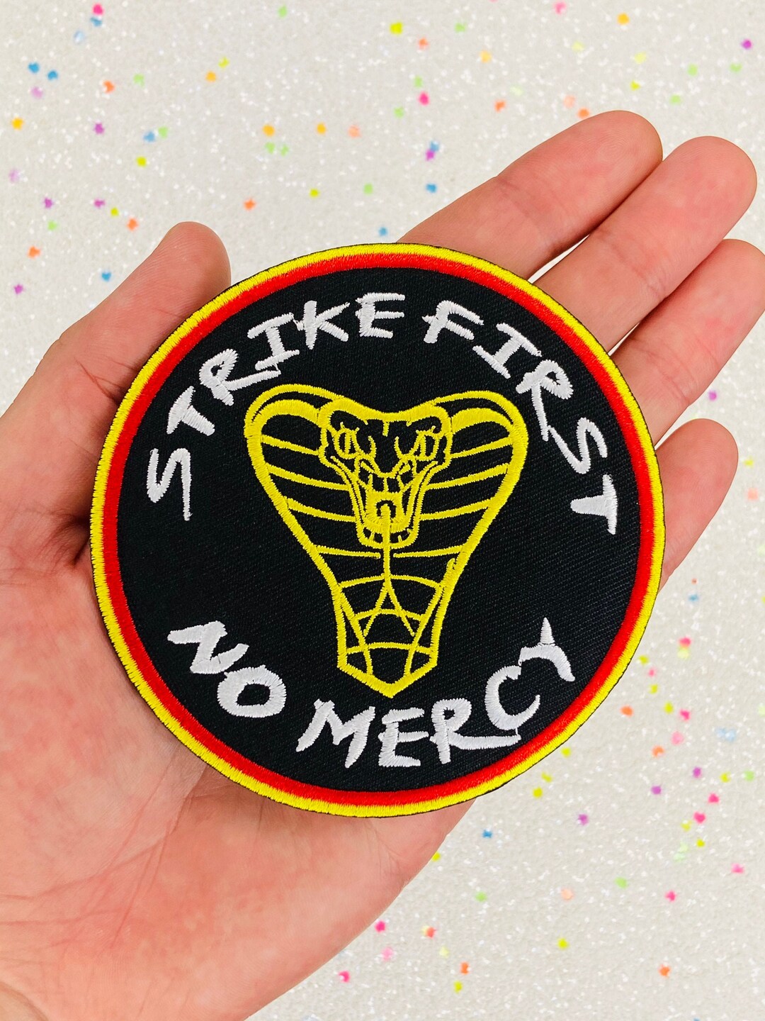 3.8" Strike First No Mercy Cobra Iron on Patch Diy Embroidered Applique ...