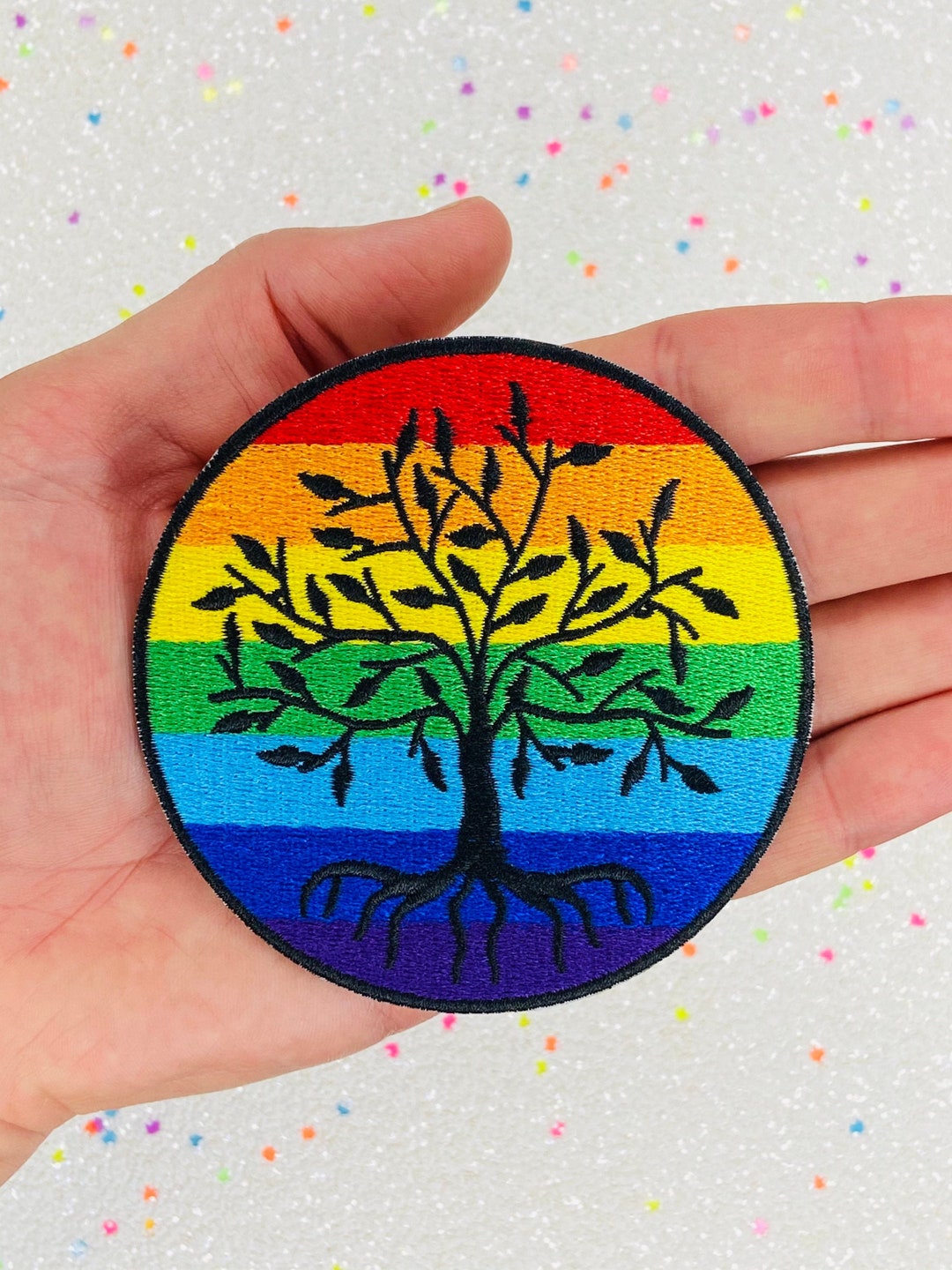 3.4" Rainbow Tree of Life Chakra Iron on Patch DIY Sew on Embroidery ...