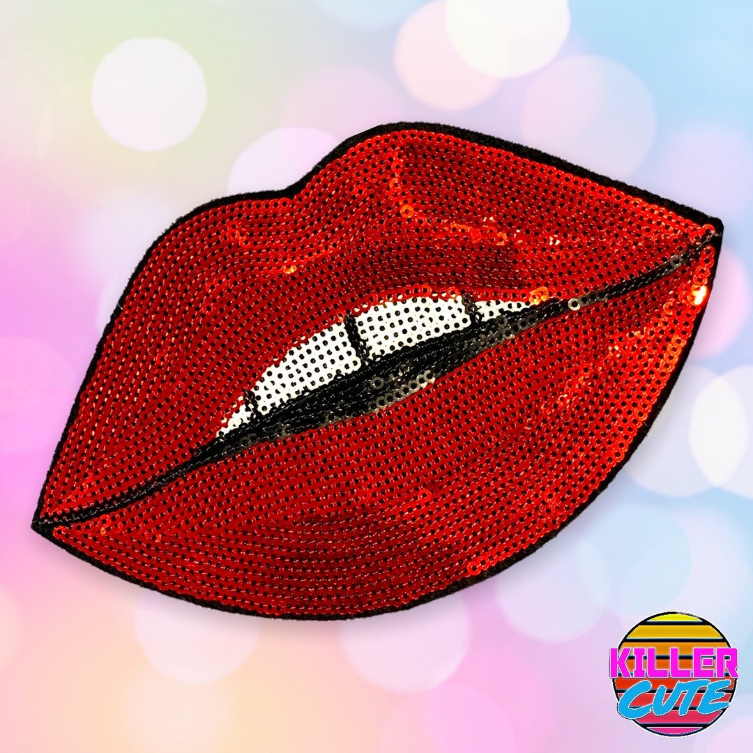 6.5” Sexy Red Lips Sequin Sew on Patch - Etsy