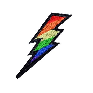 3.5" Rainbow Lightning Bolt Iron on Patch - Etsy